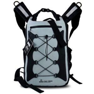 oak creek canyon falls 30l dry bag backpack. premium waterproof backpack with padded shoulder straps. pvc construction. keep your gear dry