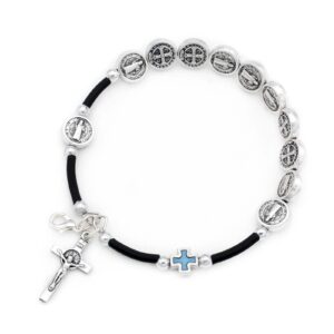 miraculous beads rosary bracelet with cross (blue)