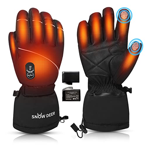 SNOW DEER Upgraded Heated Gloves Men Women,Ski Motorcycle Electric Battery Mittens Gloves