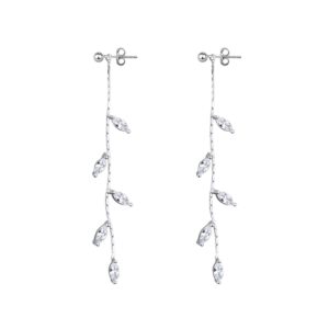 sluynz 925 sterling silver droplet dangle earrings chain for women olive leaf wedding dangle earrings bridal earrings (a-silver)