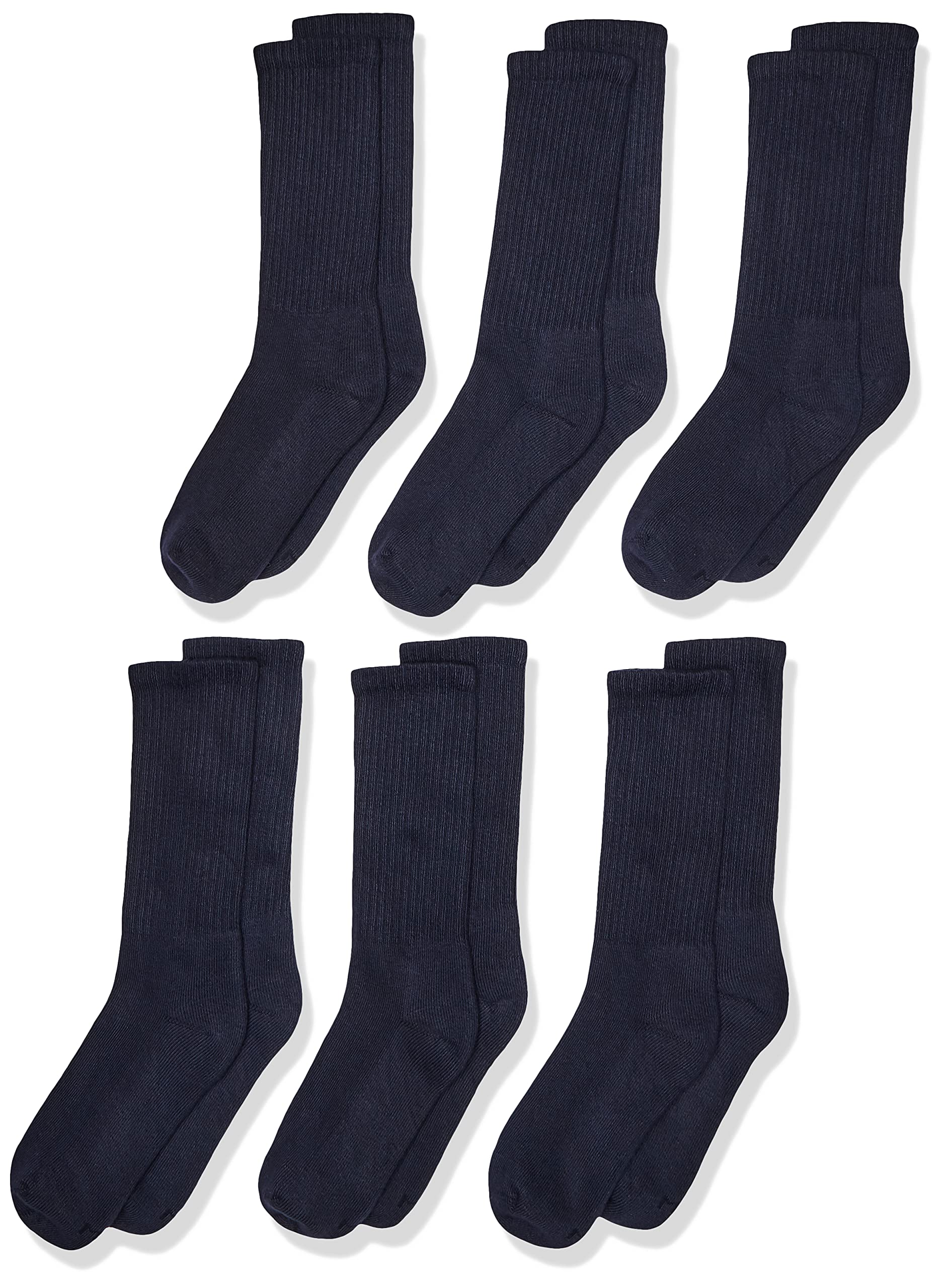 Jefferies Socks Little Boy's Seamless Half Cushion Sport Crew Socks 6 Pair Pack, Navy, Medium