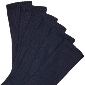 Jefferies Socks Little Boy's Seamless Half Cushion Sport Crew Socks 6 Pair Pack, Navy, Medium