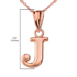 14K Rose Gold Fine Dangling Initial Letter J Charm Pendant with Rolo Chain - 16"