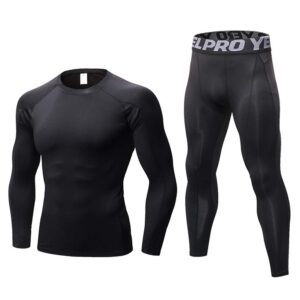 minghe mens thermal underwear base layer men cold weather gear thermal shirt and pants sports long johns set, black black line, medium