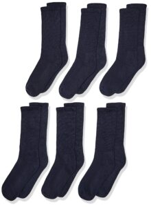 jefferies socks little boy's seamless half cushion sport crew socks 6 pair pack, navy, large