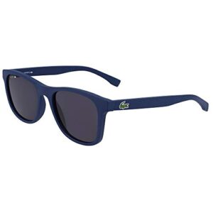 lacoste men's l884s rectangular sunglasses, matte dark blue/dark blue solid grey, 53 mm