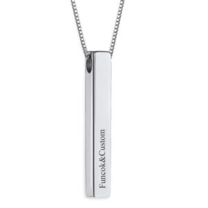 funcok personalized jewelry name pendant necklace 3d bar silver stainless steel custom made gifts