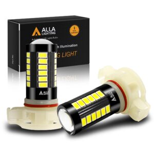 alla lighting 5201 drl ps19w 5202 led fog lights bulbs 9009 ps24w ff 12085 c1, 6000k xenon white 2800lm xtreme super bright 5730 33-smd 12v daytime running lights lamps replacement