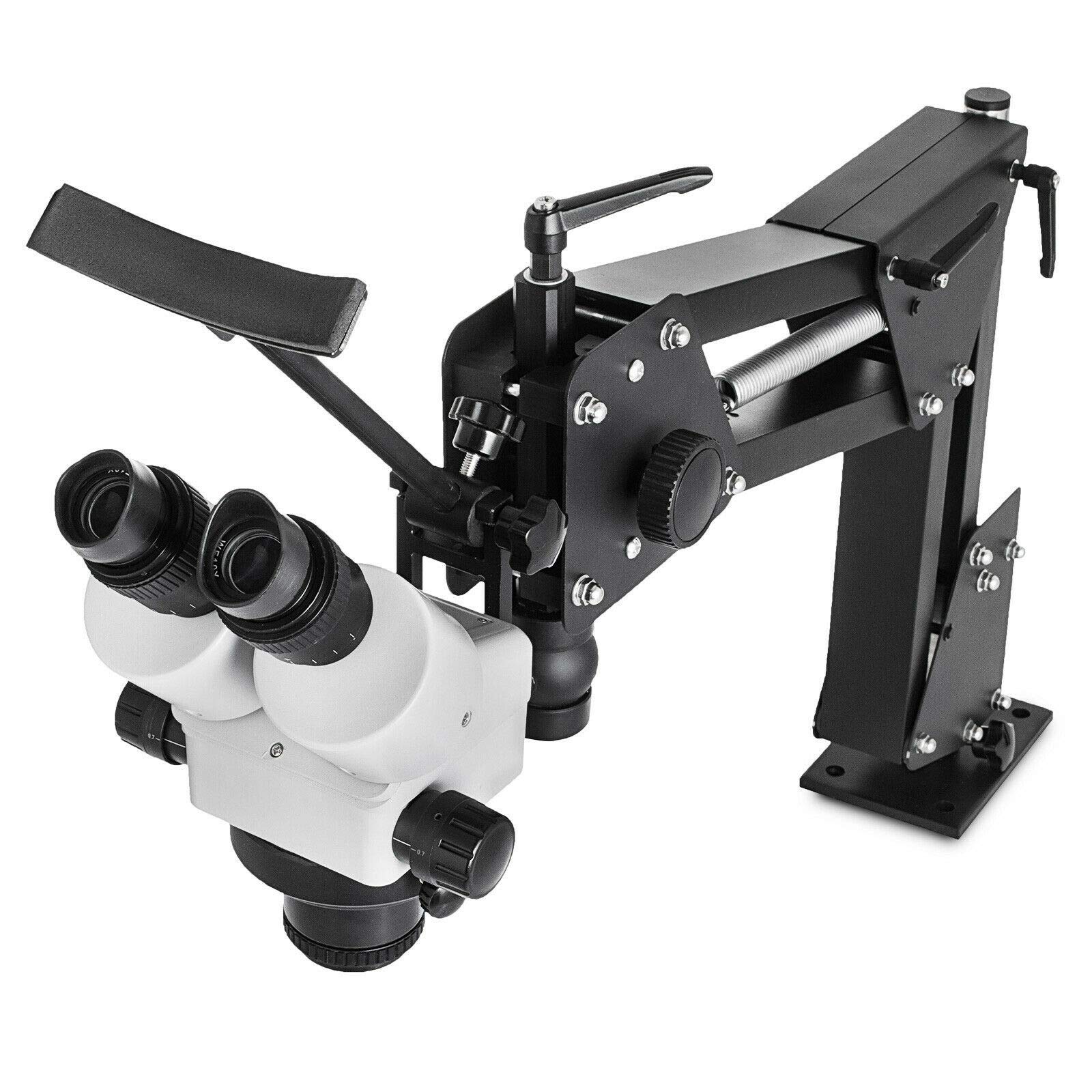 VEVOR Micro Inlaid Mirror Multi-Directional Microscope with Spring Bracket 7X-45X Multi-Directional Micro-Setting Microscope Microscope Gem Diamond Setting Machine with Stand Jewelry Tools