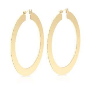 minimal bohemian 18k gold plated large round hoop earrings for women boho jewelry thick wire (big size - 2.32")