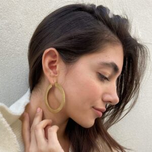 Minimal Bohemian 18K Gold Plated Large Round Hoop Earrings for Women Boho Jewelry Thick Wire (Big Size - 2.32")