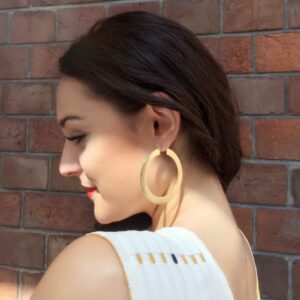 Minimal Bohemian 18K Gold Plated Large Round Hoop Earrings for Women Boho Jewelry Thick Wire (Big Size - 2.32")