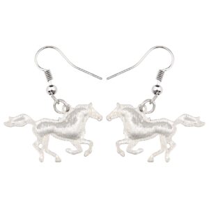 NEWEI Enamel Alloy Sweet Running Horse Earrings Drop Dangle Fashion Animal Jewelry For Women Gift (Blue)