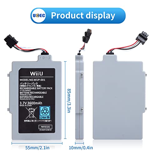 UCEC Wii U Gamepad Battery, Wii U Accessories 3600 mAh Wii U Battery Replacement Rechargeable Battery Pack Compatible for Nintendo Wii U Gamepad WUP-010, WUP-012