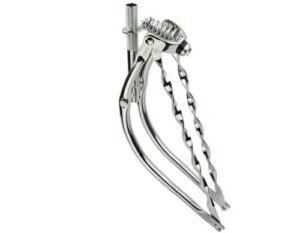 lowrider chrome 26" bike bent spring fork 1" with twisted bars. for 26" bikes, bicycles. bike part for cruiser, bmx, trike, bicycle parts