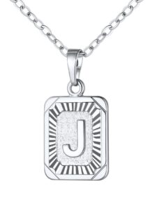 u7 a-z 26 letters pendant men womens fashion jewelry platinum plated square pendants capital initial j necklace