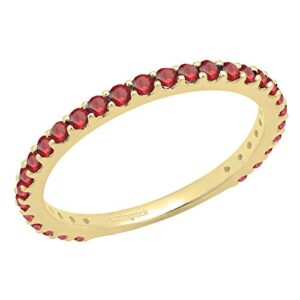 dazzlingrock collection round ruby eternity stackable wedding band for women (0.52 ctw, color red, clarity highly included) | 18k yellow gold, size 6.5