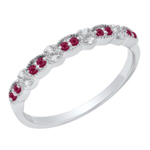 dazzlingrock collection round ruby & white diamond marquise miligrain ring for women in 925 sterling silver size 6