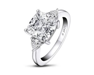 ainuoshi engagement rings for women 5.5ct cushion cut cubic zirconia cz 925 sterling silver wedding rings christmas gifts for women anniversary valentines day gifts for her (8)