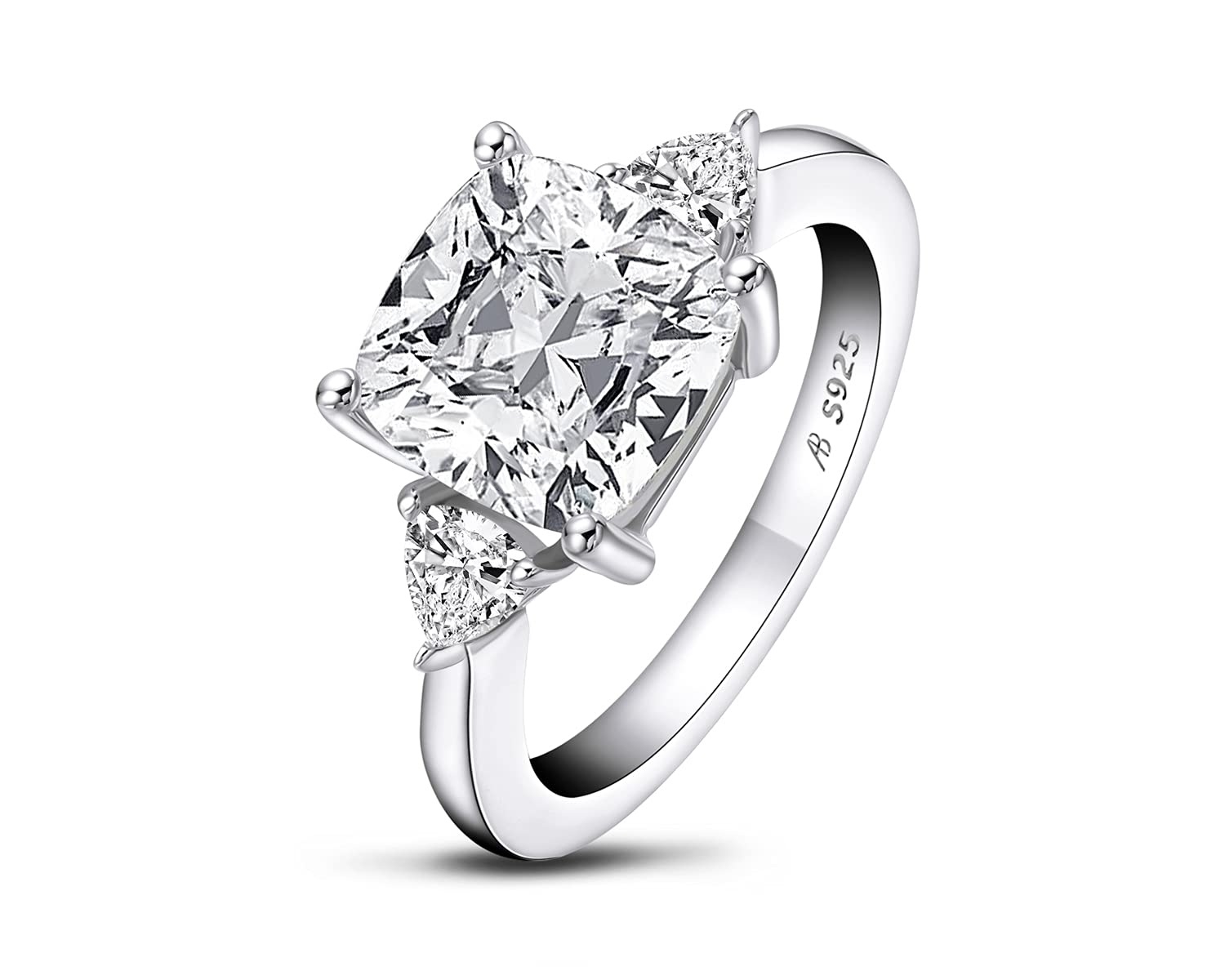 AINUOSHI Engagement Rings for Women 5.5ct Cushion Cut Cubic Zirconia CZ 925 Sterling Silver Wedding Rings Christmas Gifts for Women Anniversary Valentines Day Gifts for Her (8)