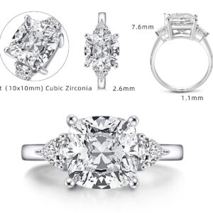 AINUOSHI Engagement Rings for Women 5.5ct Cushion Cut Cubic Zirconia CZ 925 Sterling Silver Wedding Rings Christmas Gifts for Women Anniversary Valentines Day Gifts for Her (8)