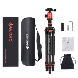 GEEKOTO 79 inches Carbon Fiber Camera Tripod Monopod with 360 Degree Ball Head 1/4 inch Quick Shoe Plate Professional Tripod Load up to 26.5 pounds