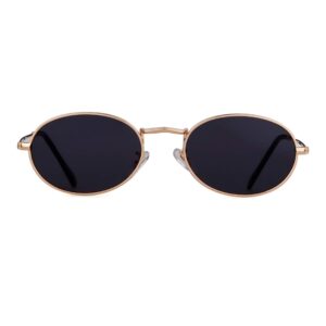 gifiore oval sunglasses vintage retro 90s sunglasses trendy designer glasses for women men (gold frame grey lens)