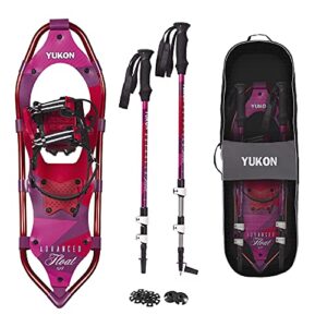 yukon charlie's advanced float women's snowshoe kit, 8-inch x 25-inch, includes snowshoes, trekking poles and travel bag