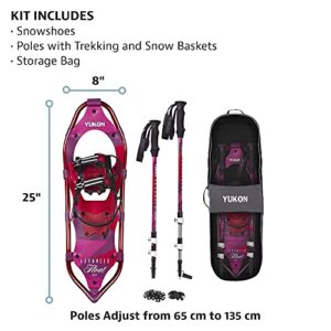 Yukon Charlie's Advanced Float Women's Snowshoe Kit, 8-inch x 25-inch, Includes Snowshoes, Trekking Poles and Travel Bag