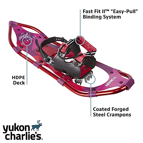 Yukon Charlie's Advanced Float Women's Snowshoe Kit, 8-inch x 25-inch, Includes Snowshoes, Trekking Poles and Travel Bag