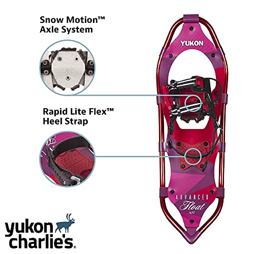 Yukon Charlie's Advanced Float Women's Snowshoe Kit, 8-inch x 25-inch, Includes Snowshoes, Trekking Poles and Travel Bag