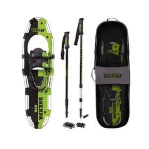 yukon charlie's sherpa snowshoe kit, 8-inch x 25-inch, includes snowshoes, trekking poles and travel bag