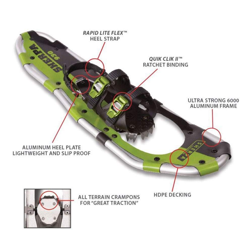 Yukon Charlie's Sherpa Snowshoe Kit, 8-inch x 25-inch, Includes Snowshoes, Trekking Poles and Travel Bag