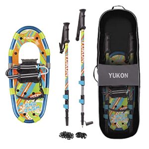 yukon charlie's yukon sno-bash kids snowshoe and trekking pole kit - for boys and girls up to 100lbs