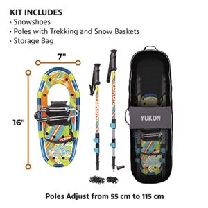 Yukon Charlie's Yukon SNO-Bash Kids Snowshoe and Trekking Pole Kit - for Boys and Girls up to 100lbs