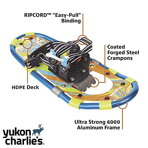 Yukon Charlie's Yukon SNO-Bash Kids Snowshoe and Trekking Pole Kit - for Boys and Girls up to 100lbs