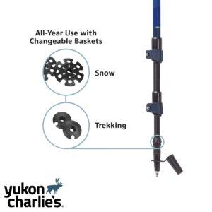 Yukon Charlie's Advanced Trekking Poles, Fast Lock Adjustment System, Trekking and Snow Baskets Included