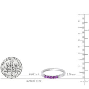 Dazzlingrock Collection Round Amethyst Five Stone Ladies Anniversary Stackable Matching Wedding Band | 10K White Gold, Size 8