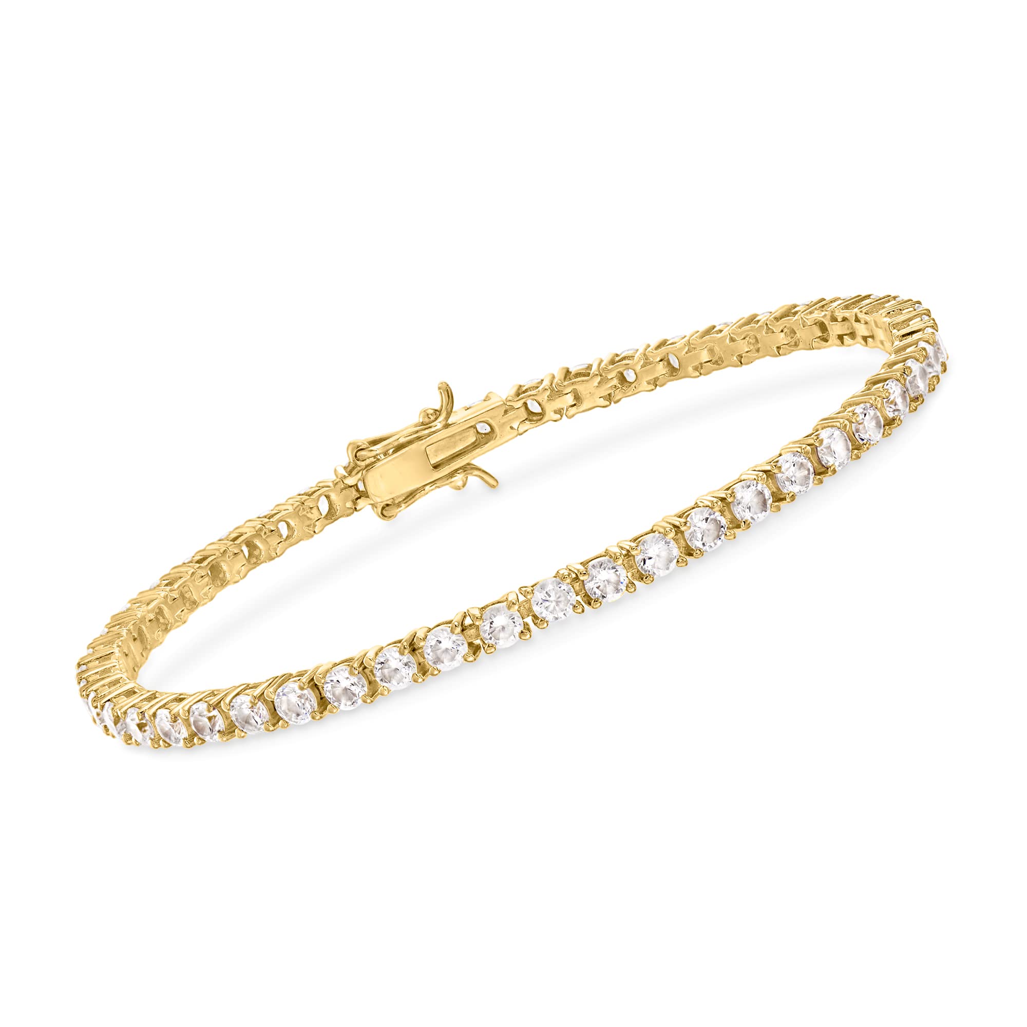 Ross-Simons 5.00 ct. t.w. CZ Tennis Bracelet in 18kt Gold Over Sterling. 7 inches