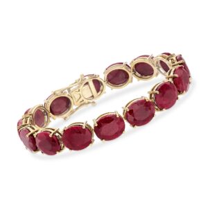 ross-simons 75.00 ct. t.w. ruby bracelet in 18kt gold over sterling. 7.25 inches