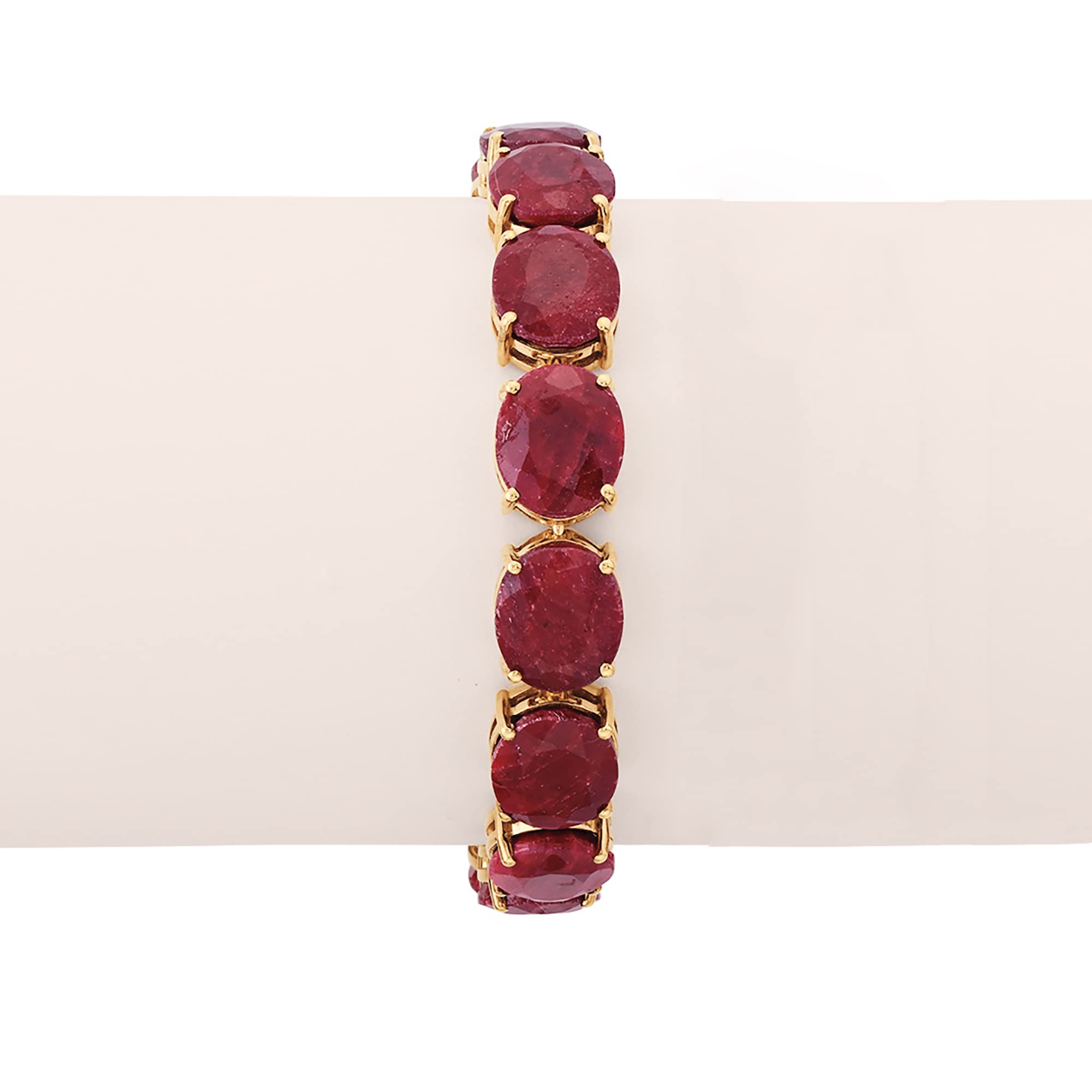 Ross-Simons 75.00 ct. t.w. Ruby Bracelet in 18kt Gold Over Sterling. 7.25 inches