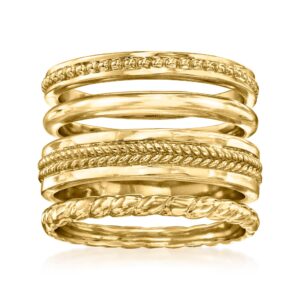 ross-simons 18kt gold over sterling jewelry set: 4 stackable rings. size 7