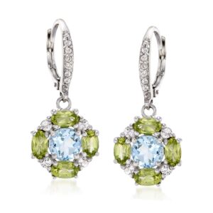 ross-simons 3.50 ct. t.w. multi-gemstone drop earrings in sterling silver