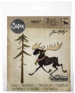 sizzix thinlits dies merry moose by tim holtz, 7-pack, multicolor