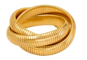 janis by janis savitt triple cobra bracelet - 1 1/2 inch wide flexible stretch bands bangle high polished gold made in usa