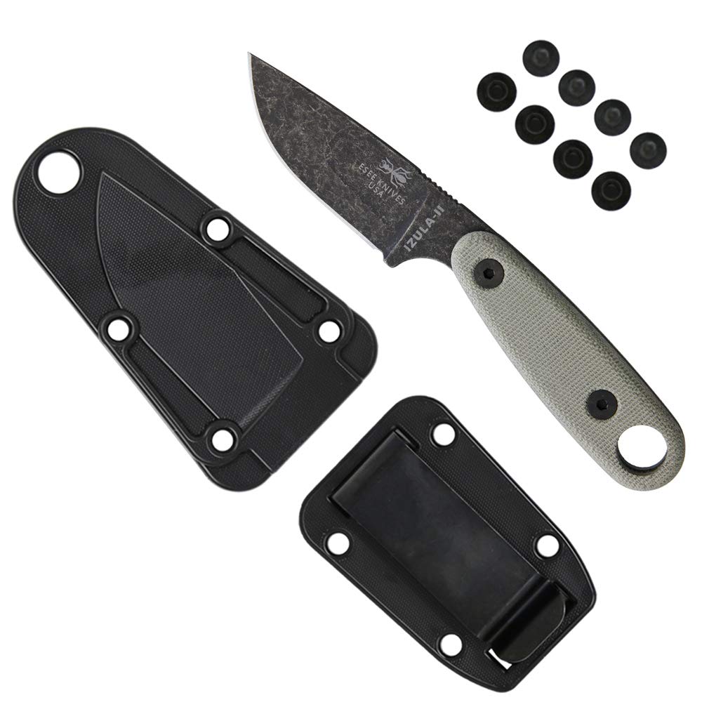 ESEE Knives, Neck Knife Fixed Blade, 2.875" 1095 Carbon Blade, Black Oxide Coating, Micarta Handle, Sheath