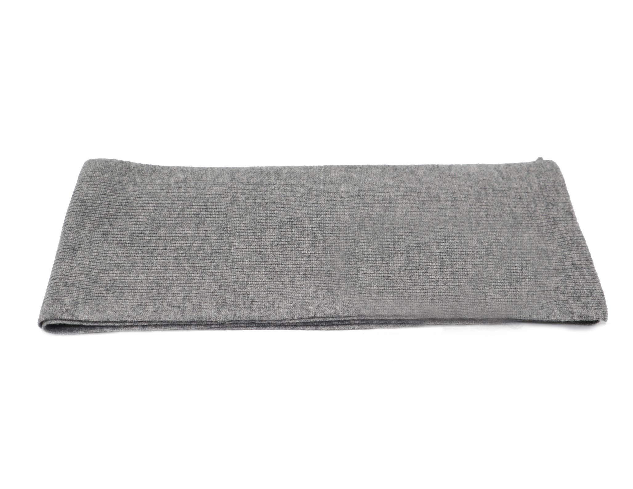 State Cashmere Unisex Ribbed Knit Scarf Made with 100% Pure Inner Mongolian Cashmere - Elegant, Soft, & Versatile - Ultra Warm Winter Accessories - (Pale Charcoal, 70"x7")