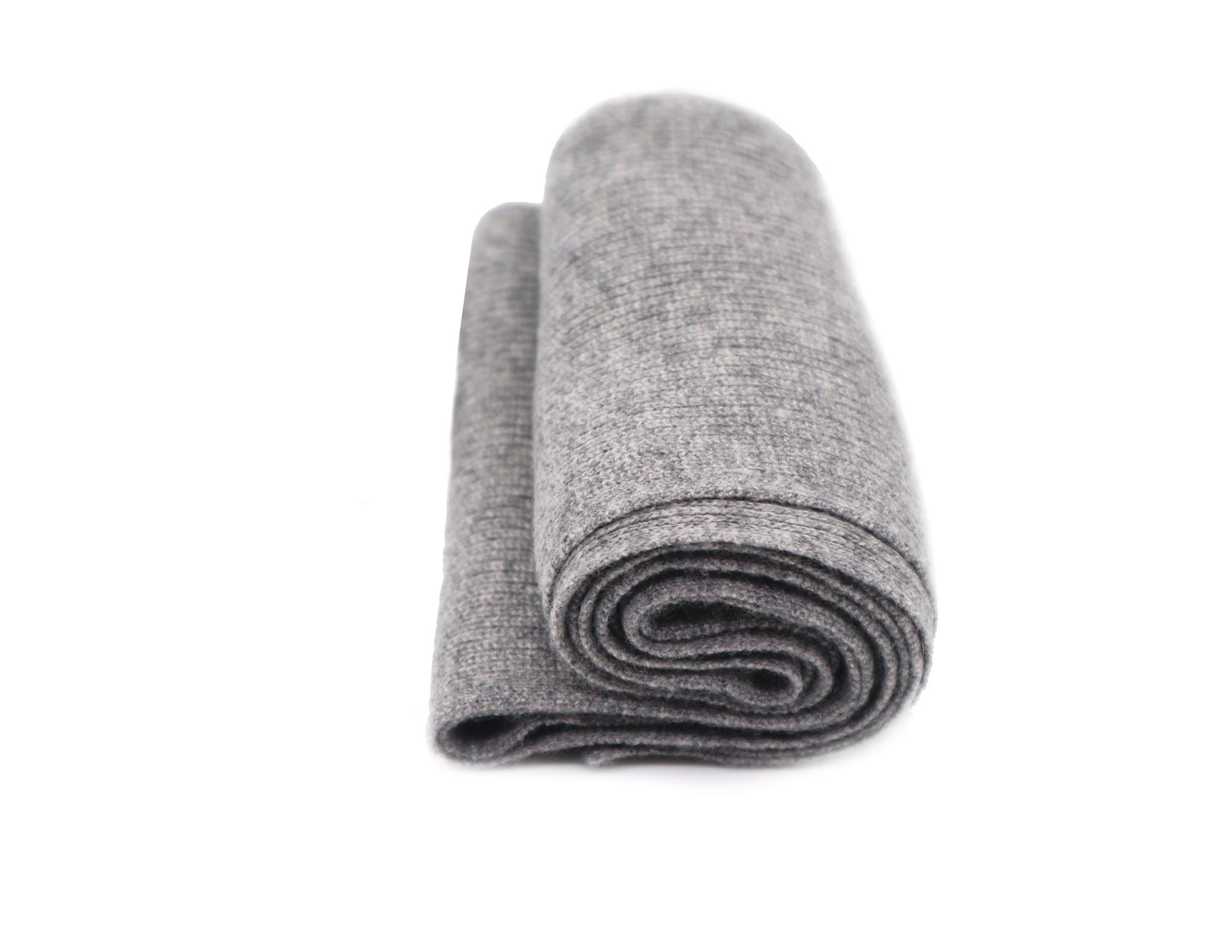 State Cashmere Unisex Ribbed Knit Scarf Made with 100% Pure Inner Mongolian Cashmere - Elegant, Soft, & Versatile - Ultra Warm Winter Accessories - (Pale Charcoal, 70"x7")