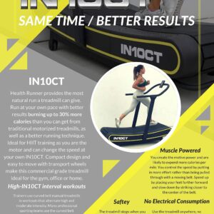 IN10CT (Intensity) Health Runner Curved Manual Treadmill - Non Motorized Treadmill with Curved Running Platform