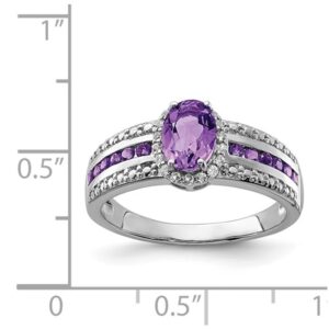 Gem And Harmony 3/4 Carat (ctw) Natural Amethyst Ring with White Topaz 1/4 Carat (ctw) in Sterling Silver